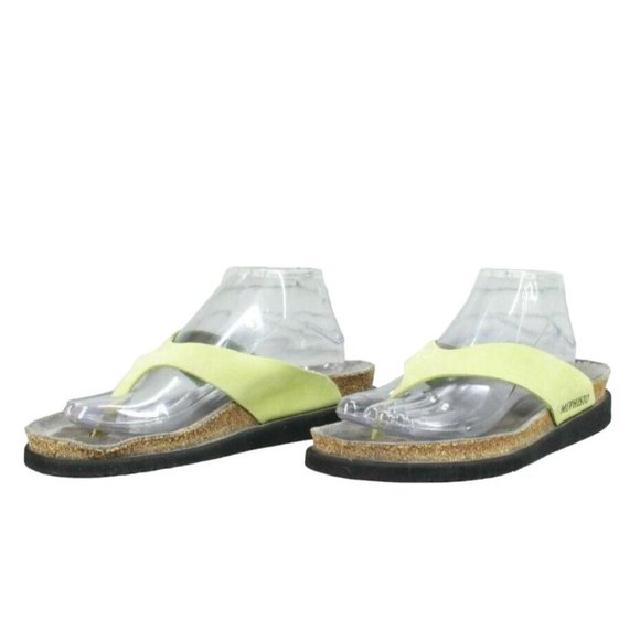 Mephisto | Shoes | Mephisto Green Leather Cork Footbed Thong Sandals ...
